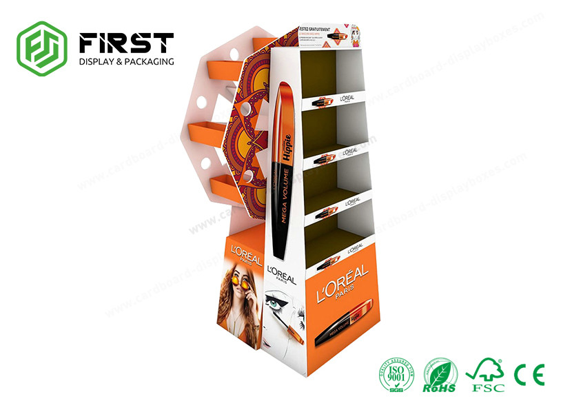OEM/ODM Makeup Cosmetic Cardboard Floor Display , Glossy Laminated ...